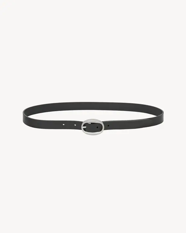 Saint Laurent Oval Buckle Smooth Leather Belt - Black