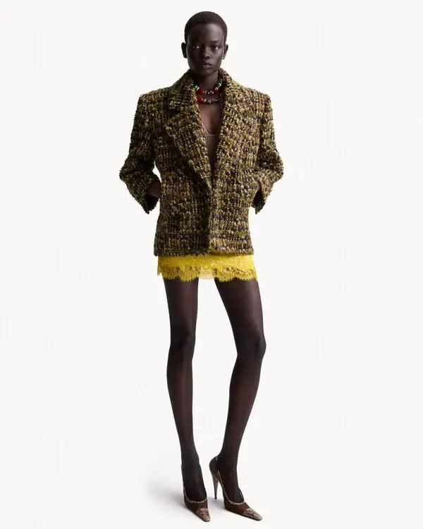 Saint Laurent Jema Slingback Pumps In Mesh And Python
