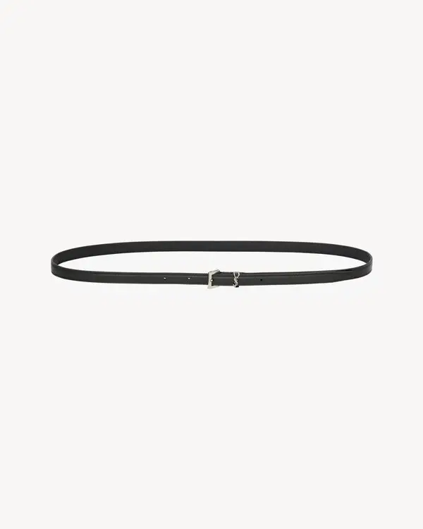 Saint Laurent Cassandre Extra Thin Belt In Smooth Leather
