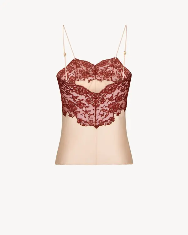 Saint Laurent Silk Satin Laced Camisole