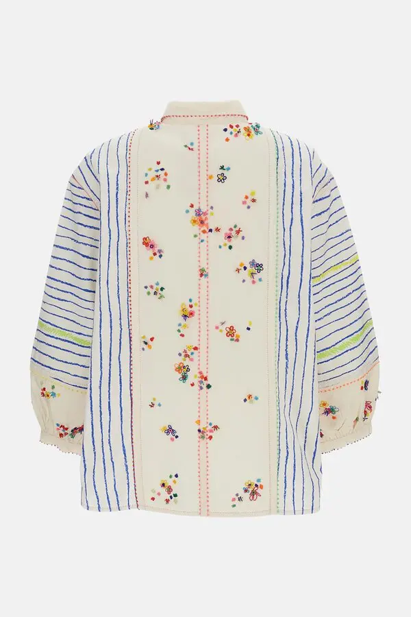 Pero Embroidered Striped Shirt Jacket