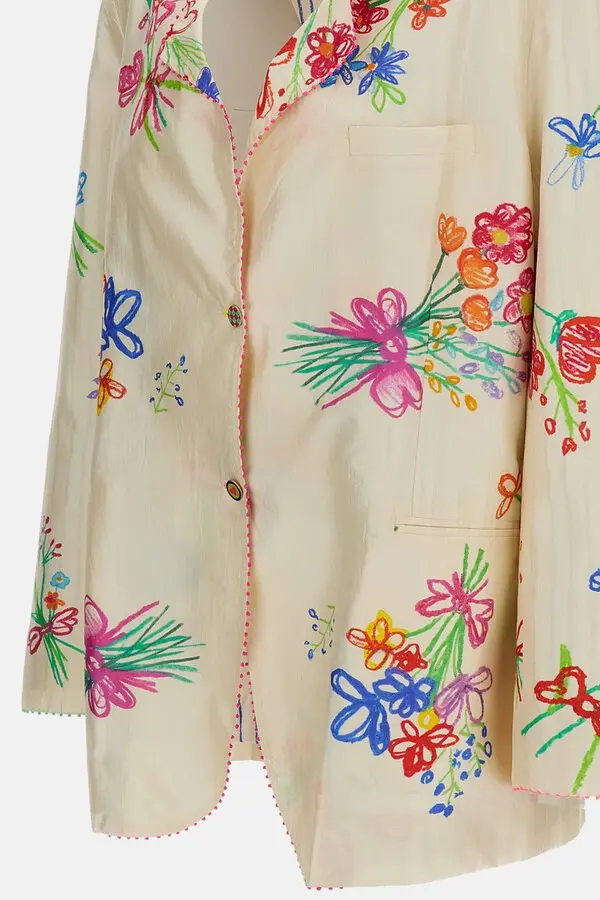 Pero Silk Floral Print Single-breasted Blazer - Multicolor