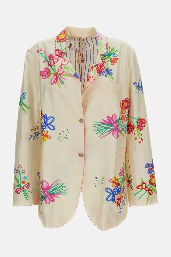 Pero Silk Floral Print Single-breasted Blazer - Multicolore