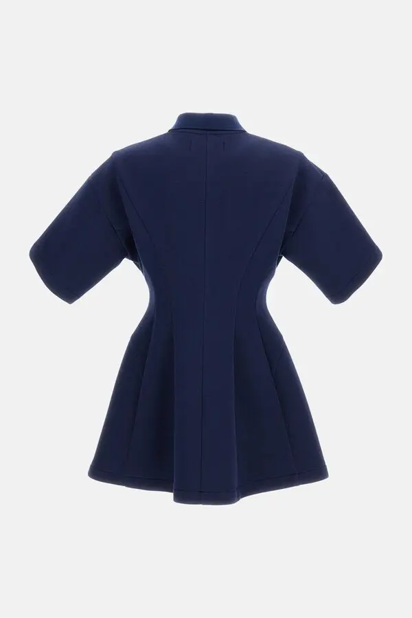 Anrealage Cotton Polo Dress With Flared Skirt And Appliqué Detail