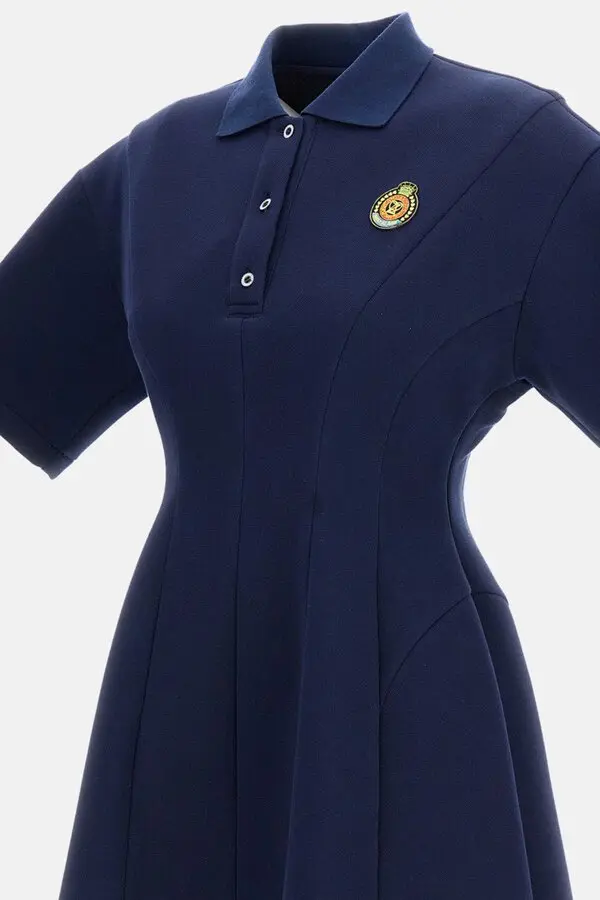 Anrealage Cotton Polo Dress With Flared Skirt And Appliqué Detail