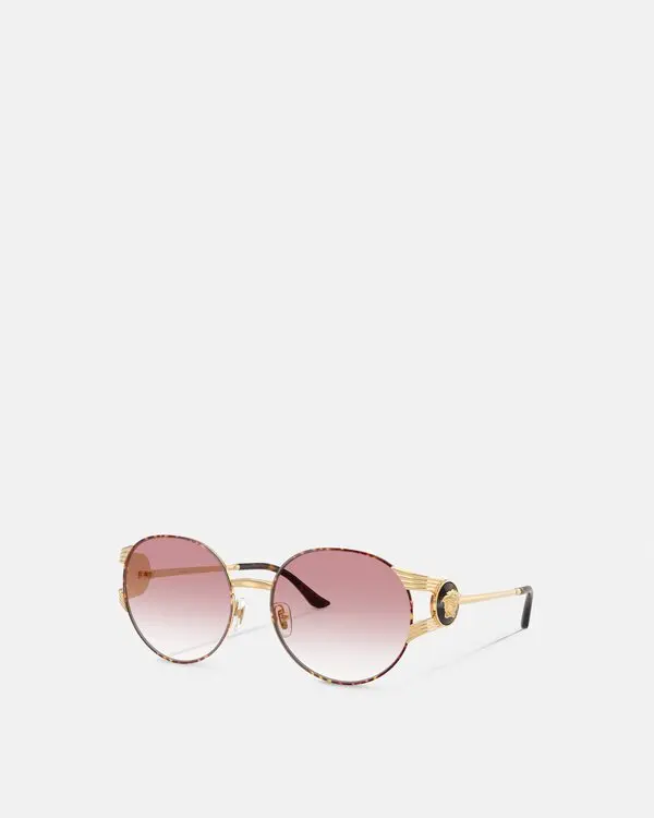 Versace Sophia Round Frame Sunglasses - Gold+pink