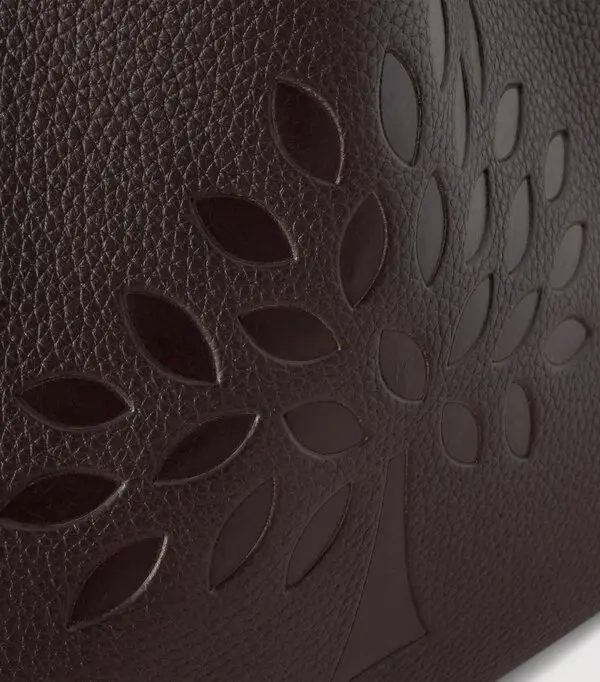 Mulberry Leather Tote Bag With Tree Motif - Black