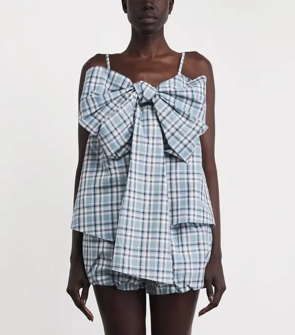 Acne Studios Cotton Check Bow Blouse