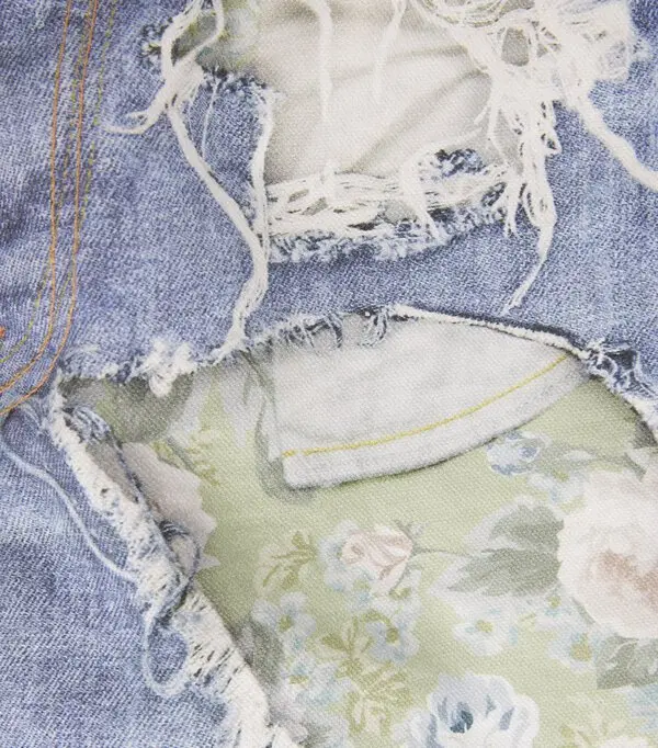Acne Studios Trompe-l'oeil Wide-leg Jeans With Floral Inserts - Blue
