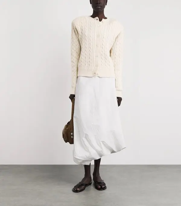 RÓHE Merino Wool-cotton Cable Knit Cardigan