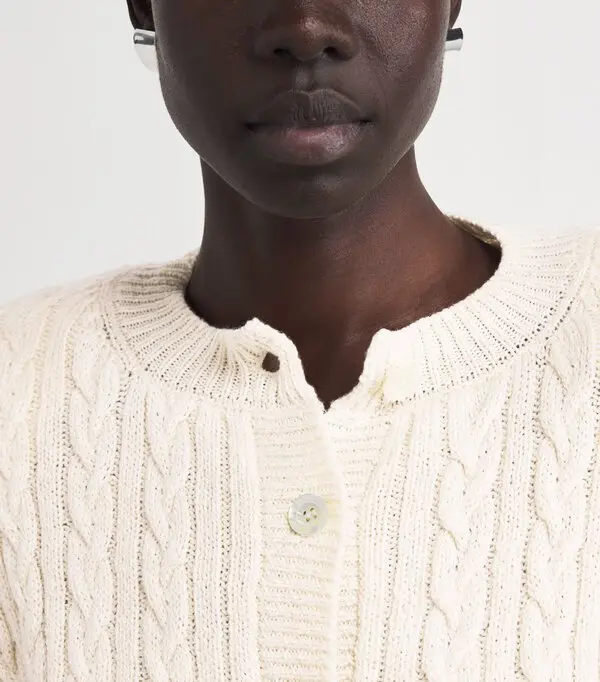 RÓHE Merino Wool-cotton Cable Knit Cardigan