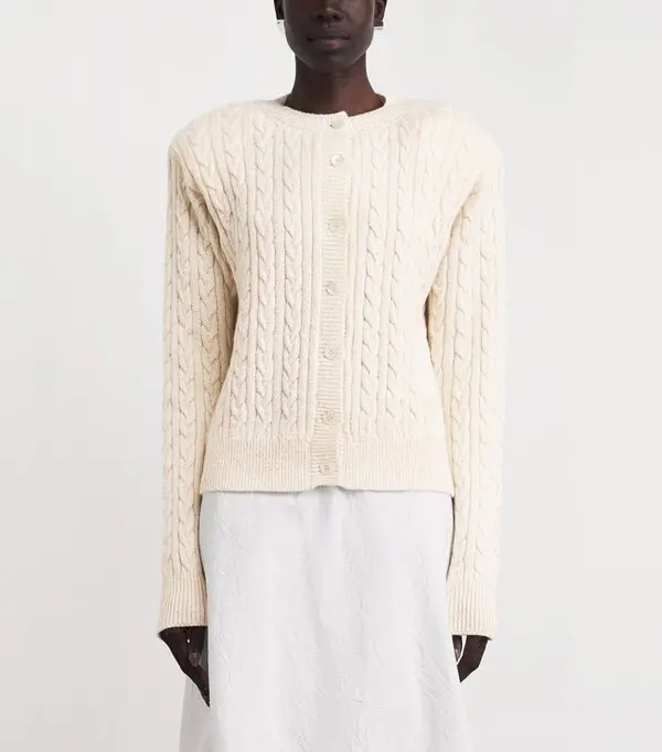 RÓHE Merino Wool-cotton Cable Knit Cardigan