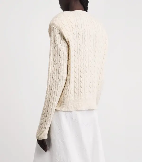 RÓHE Merino Wool-cotton Cable Knit Cardigan