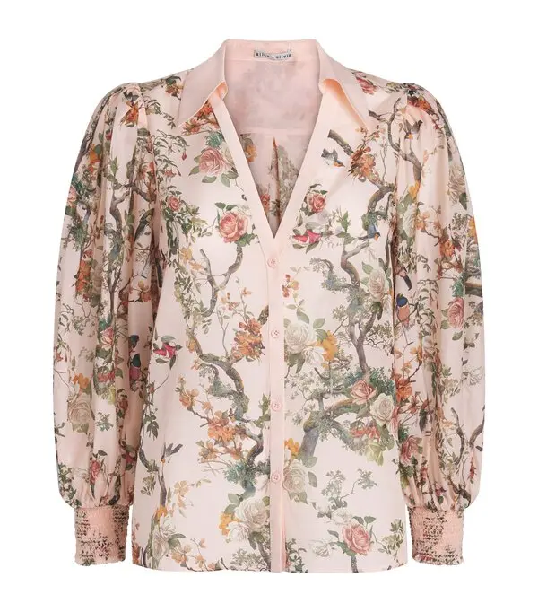 Alice + Olivia Charis Floral Cotton-silk Blouse - Pink