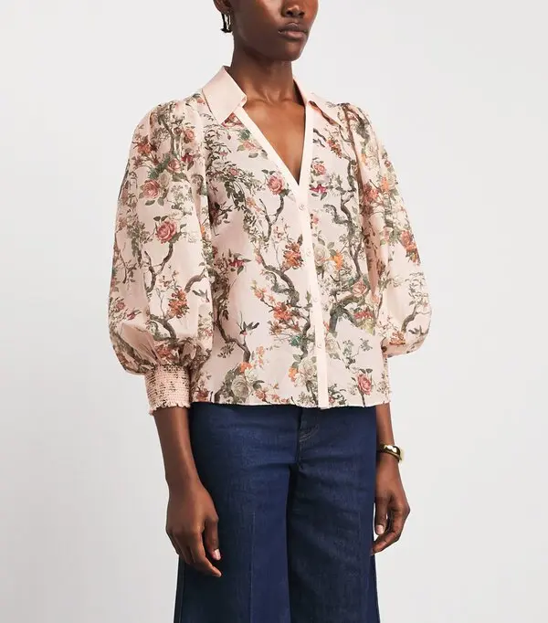 Alice + Olivia Charis Floral Cotton-silk Blouse - Pink