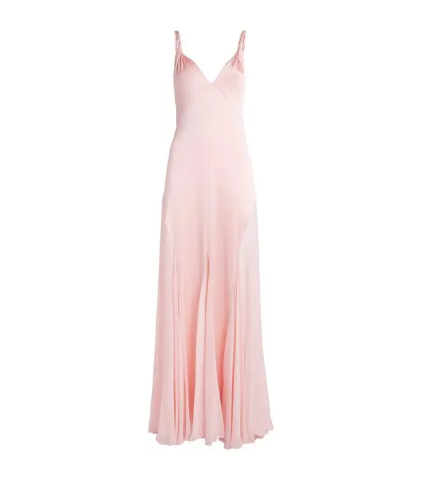 Alice + Olivia Satin Andrina Maxi Dress - Pink