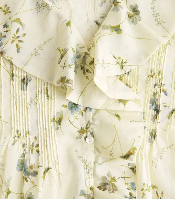 DÔEN Organic Cotton Floral Print Ruffled Blouse