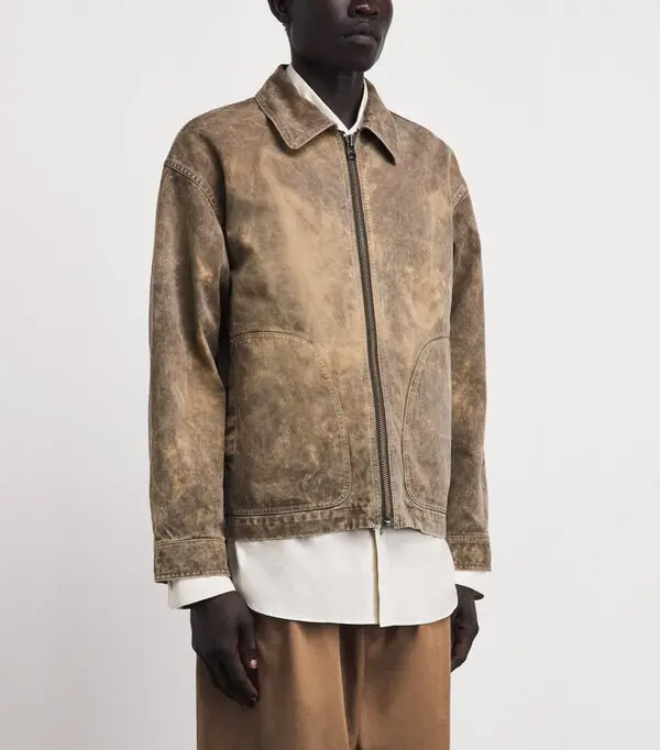 Issey Miyake S Cotton Elements Jacket With Classic Collar And Zip Up Closure
