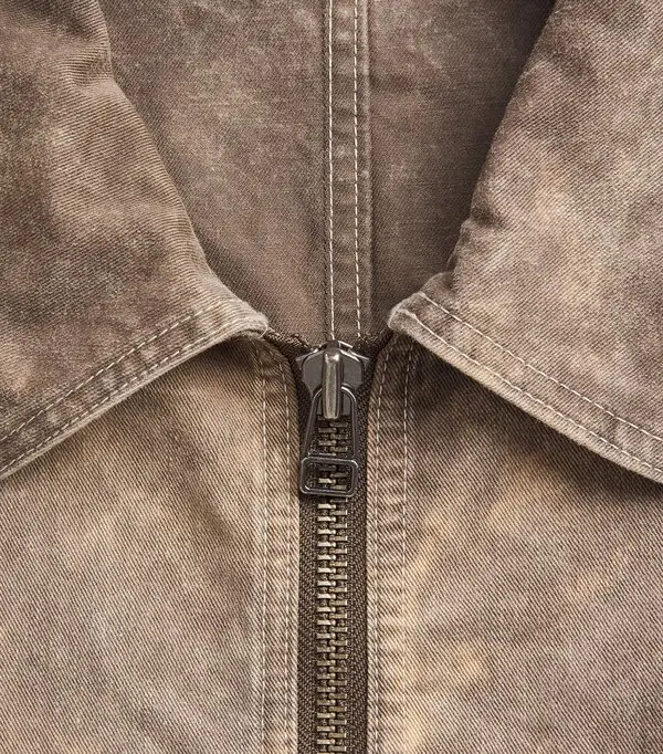 Issey Miyake S Cotton Elements Jacket With Classic Collar And Zip Up Closure