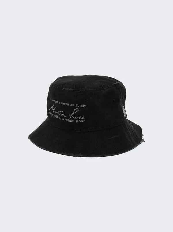 Martine Rose Distressed Logo Bucket Hat - Black