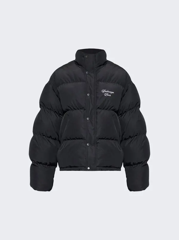 Balenciaga Quilted Puffer Jacket With High Neck And Logo Embroidery