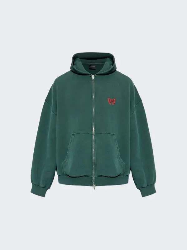 Balenciaga Zip-up Hoodie Dark Green And Red - Gray