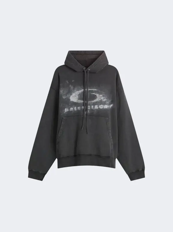 Balenciaga Oversized Graphic Print Hoodie - Black