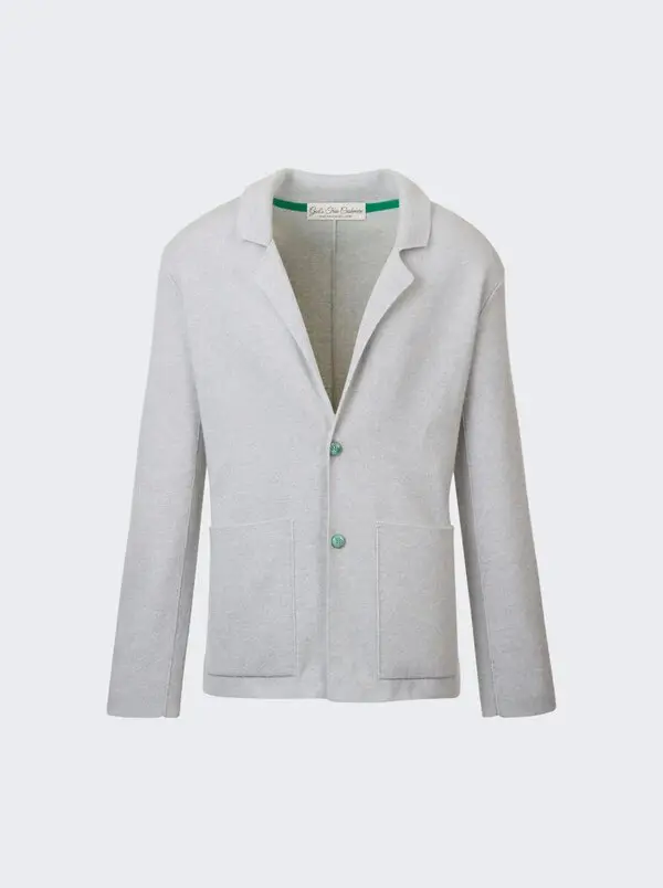 GOD'S TRUE CASHMERE Knit Travel Blazer Zinc Grey And Emerald