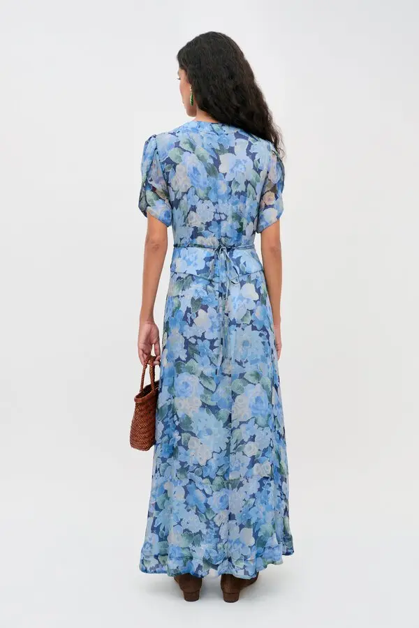 Rixo Novara Chelsea Floral Maxi Dress - Blue