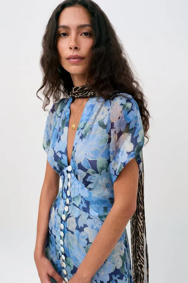 Rixo Novara Chelsea Floral Maxi Dress - Blue