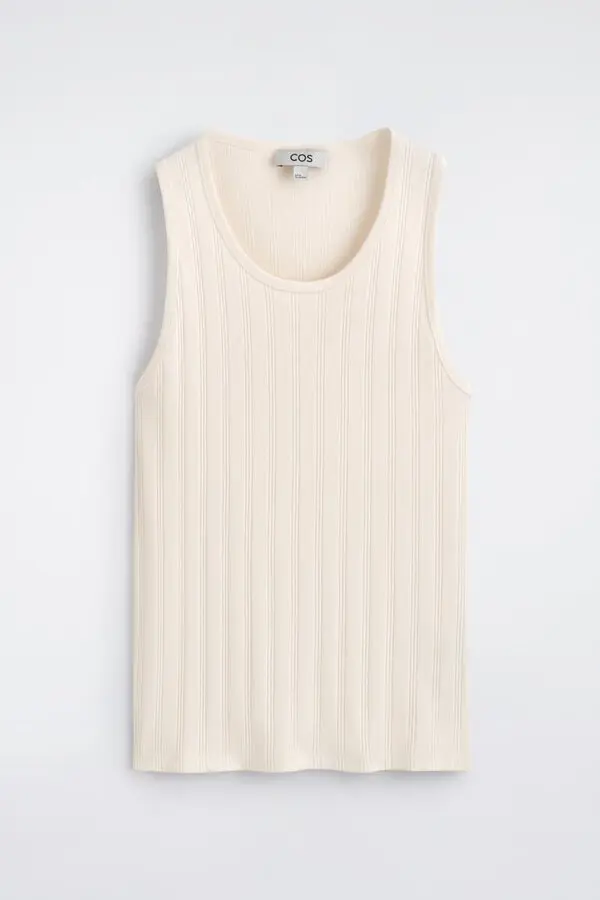 Cos Slim-fit Wide-rib Cotton Tank Top - Light Beige