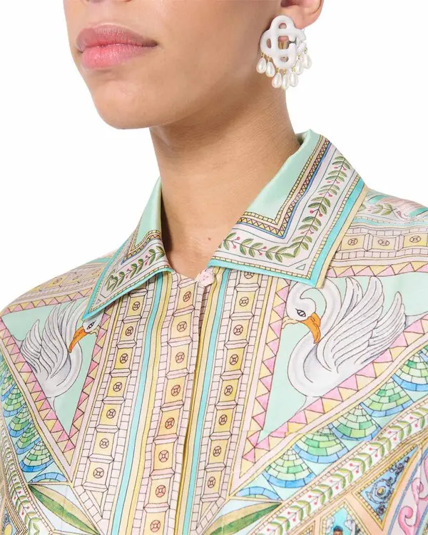 Casablanca Le Labyrinthe Printed Silk Shirt Dress