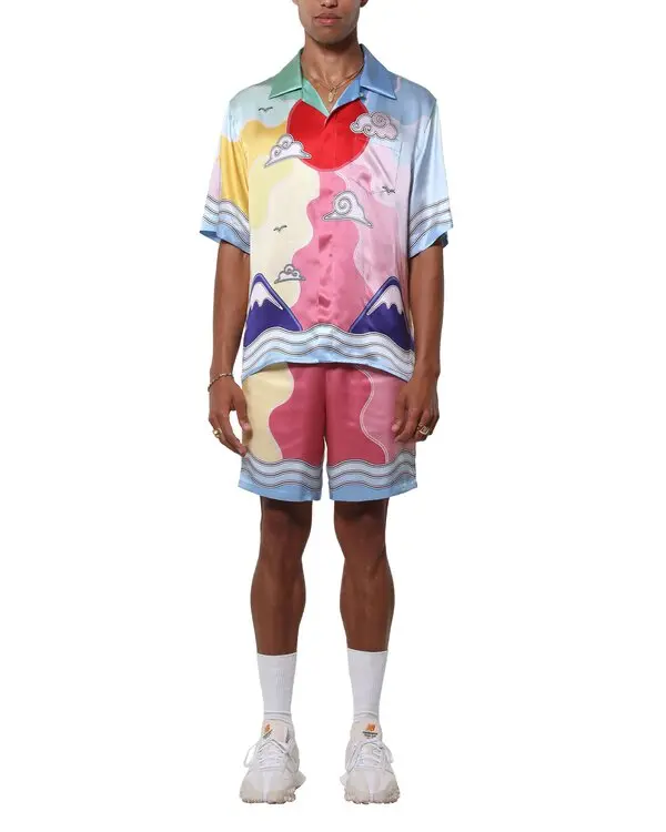 Casablanca Soleil Levant Silk Shorts - Multicolor