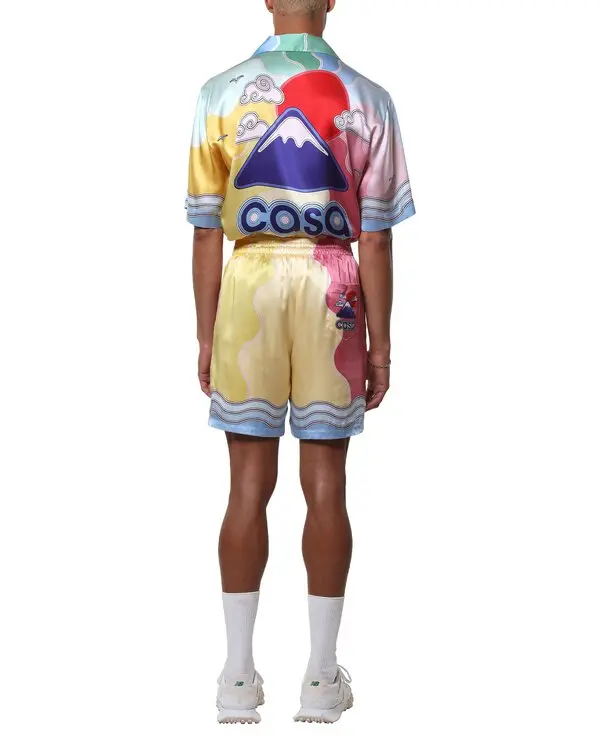 Casablanca Soleil Levant Silk Shorts - Multicolor