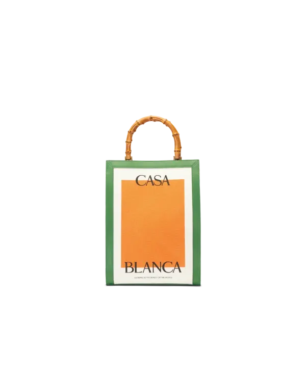 Casablanca Casa Canvas Tote Bag With Bamboo Handle - Multicolor