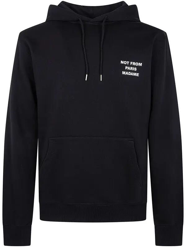 Drole De Monsieur Bold Slogan" Cotton Hoodie - Black