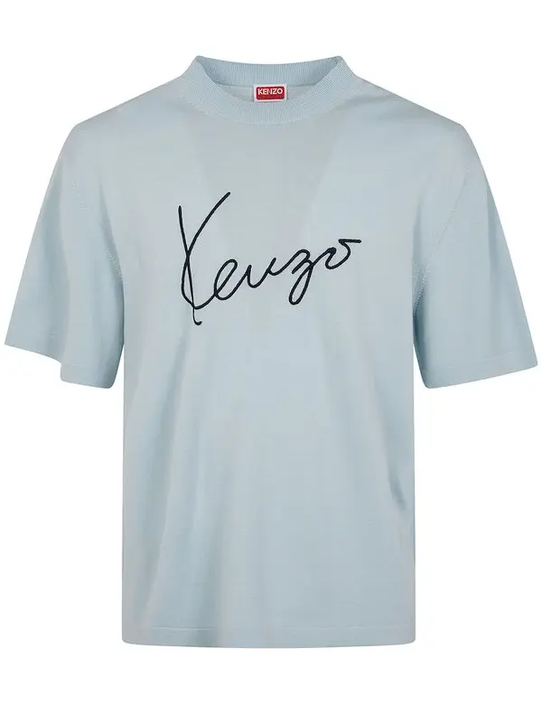Kenzo T-shirt Wool " Signature - Blue