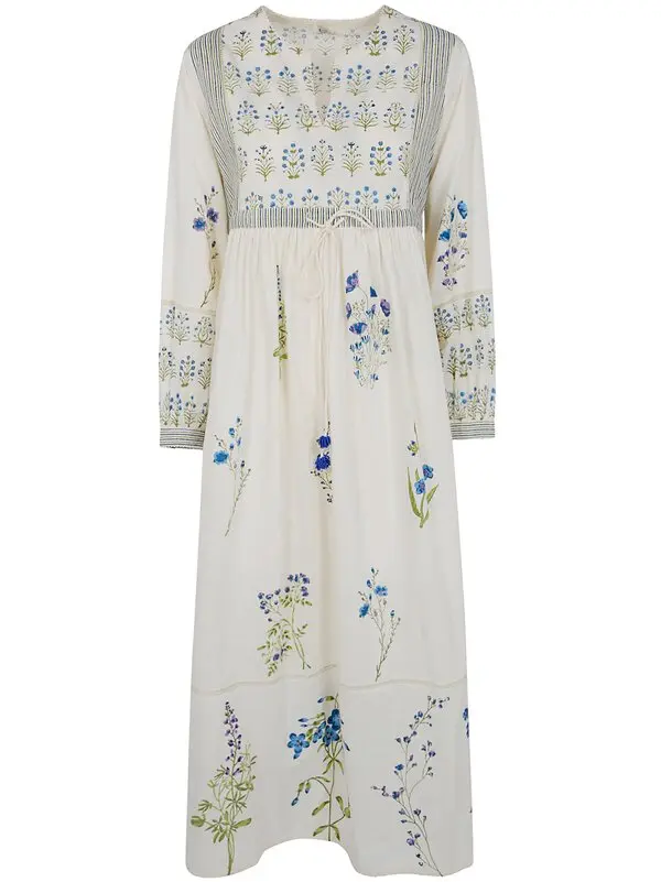 UPAVITA Printed Cotton Midi Dress With 3/4 Sleeves
