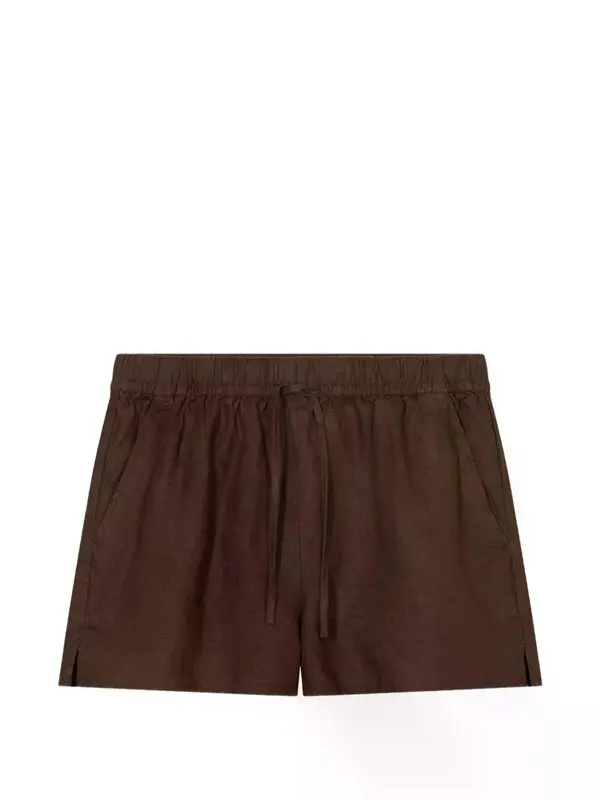 Closed Dark Linen Drawstring Shorts