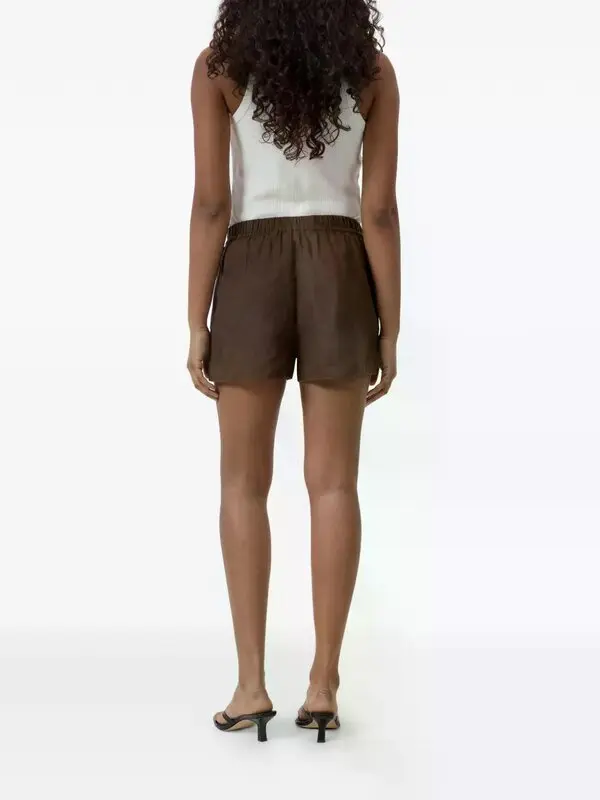 Closed Dark Linen Drawstring Shorts