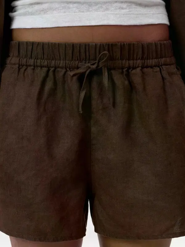 Closed Dark Linen Drawstring Shorts