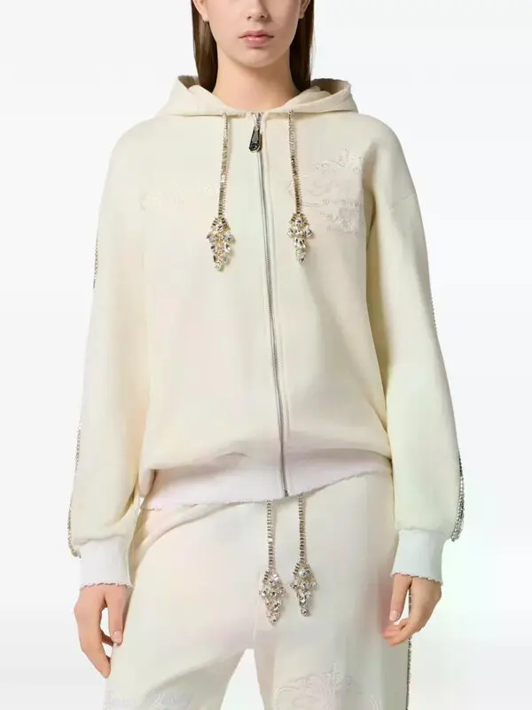 Philipp Plein Zip-up Hoodie With Crystal Embellishments