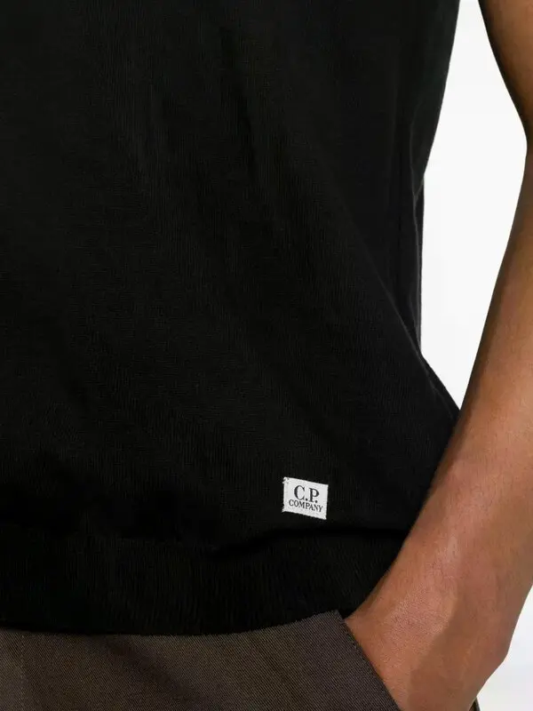 C.P. COMPANY Boston Logo-patch Knitted Polo Shirt