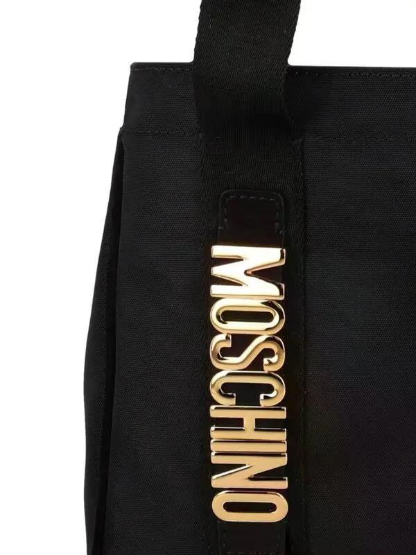 Moschino Plaque Tote Bag - Black