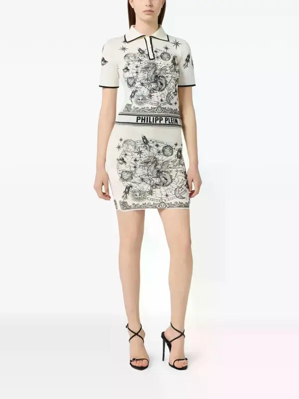 Philipp Plein Zodiac Print Knitted Mini Skirt