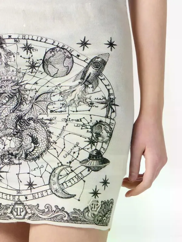 Philipp Plein Zodiac Print Knitted Mini Skirt