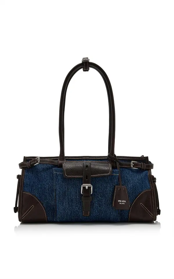 Prada Bonnie Medium Denim Bag - Blue