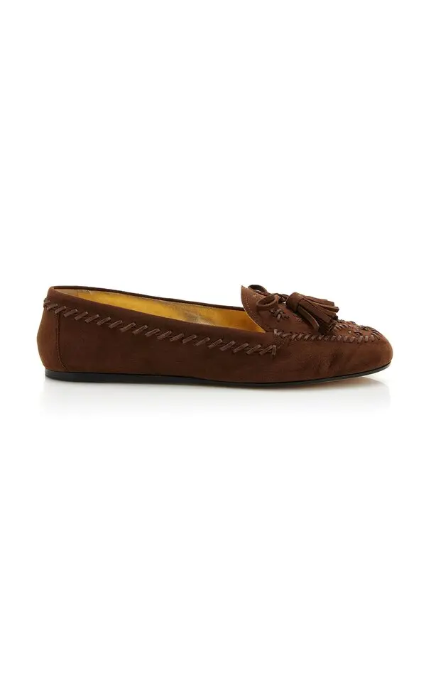 Prada Suede Moccasins With Bow Detailing - Brown