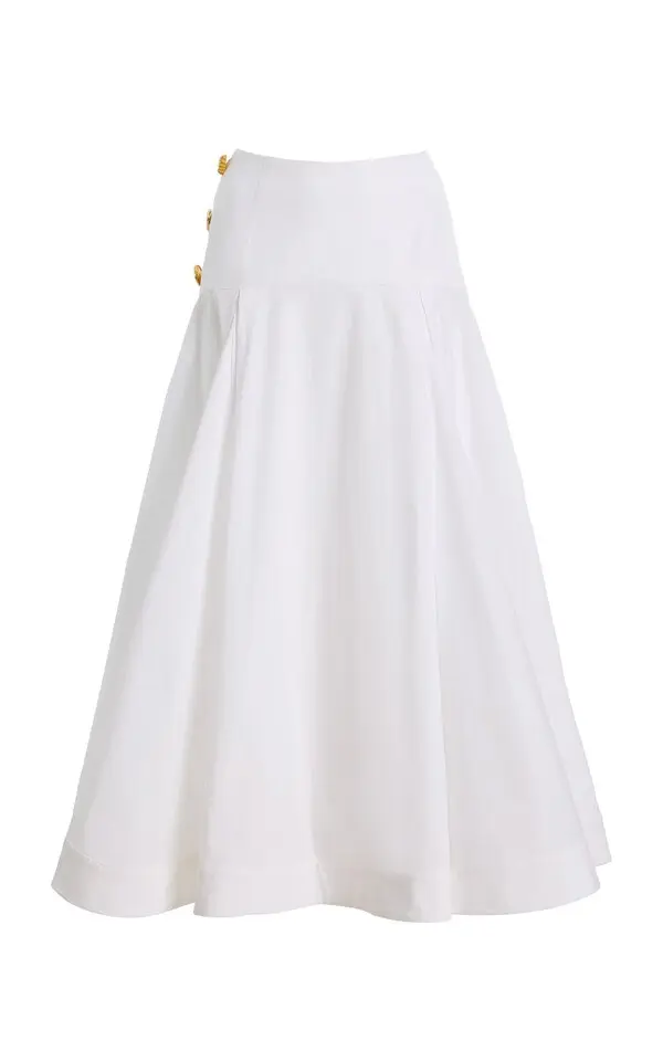 Françoise Tallulah Ruffled Cotton Midi Skirt