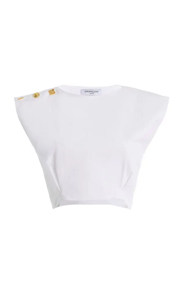 Françoise Tallulah Embellished Cotton Top - White